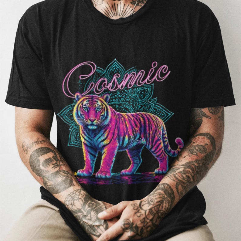 Neon Tiger PNG Bundle, Wild Brave Fierce Cosmic, Colorful Animal ...