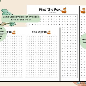 Find the Fox Word Search Game: Fun Puzzle Activity (PDF) - Etsy