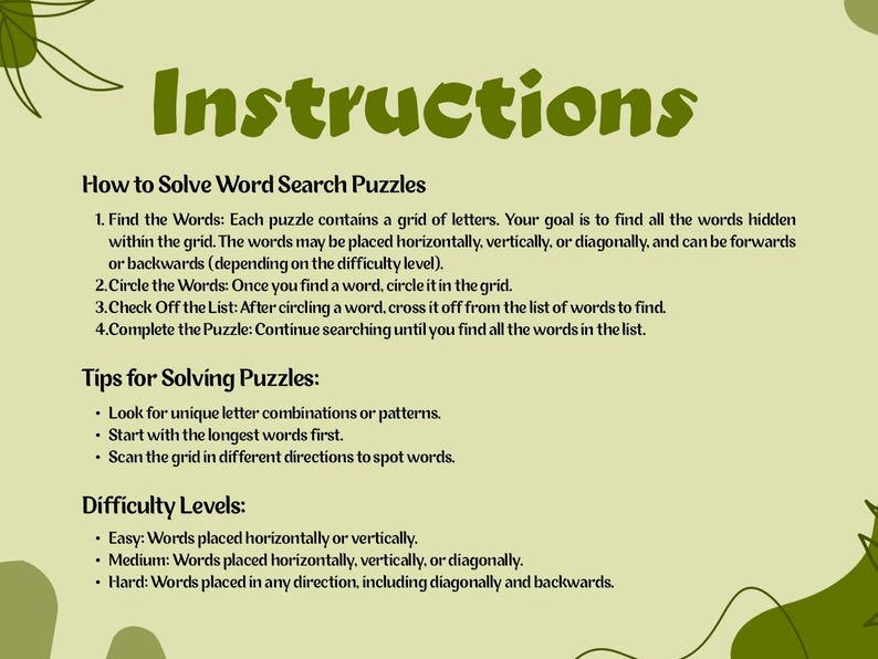 Word Search Puzzle Book, Bundles Printable Puzzles, Fun Educational ...