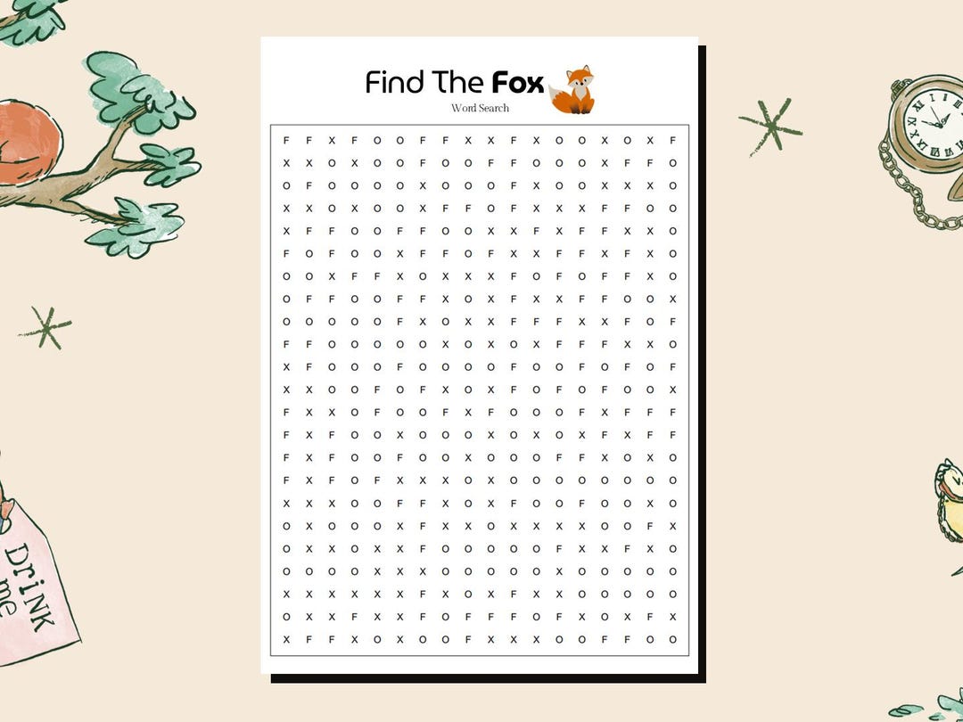 Find the Fox Word Search Game: Fun Puzzle Activity (PDF) - Etsy