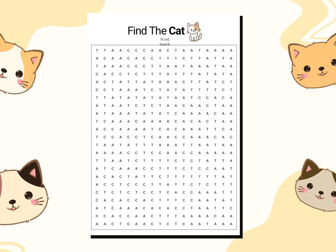 Find the Cat, Printable Single Word Search Games, Fun Educational ...