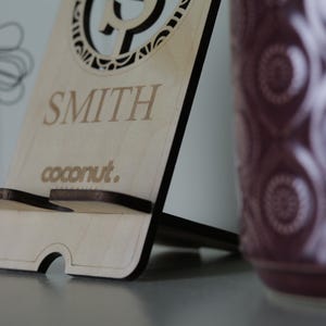 Custom Wood Phone Stand Personalized Name Dock Laser Engraved Desk ...