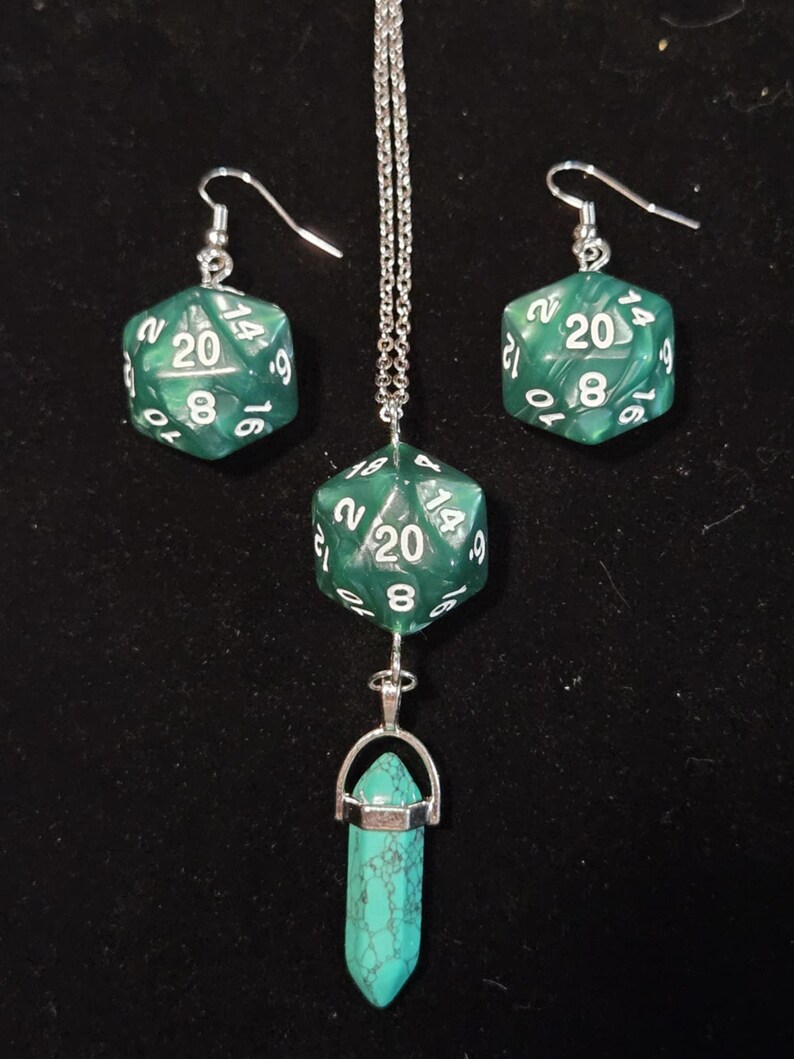 DND D20 Jewelry Set Necklace and Earrings - Etsy