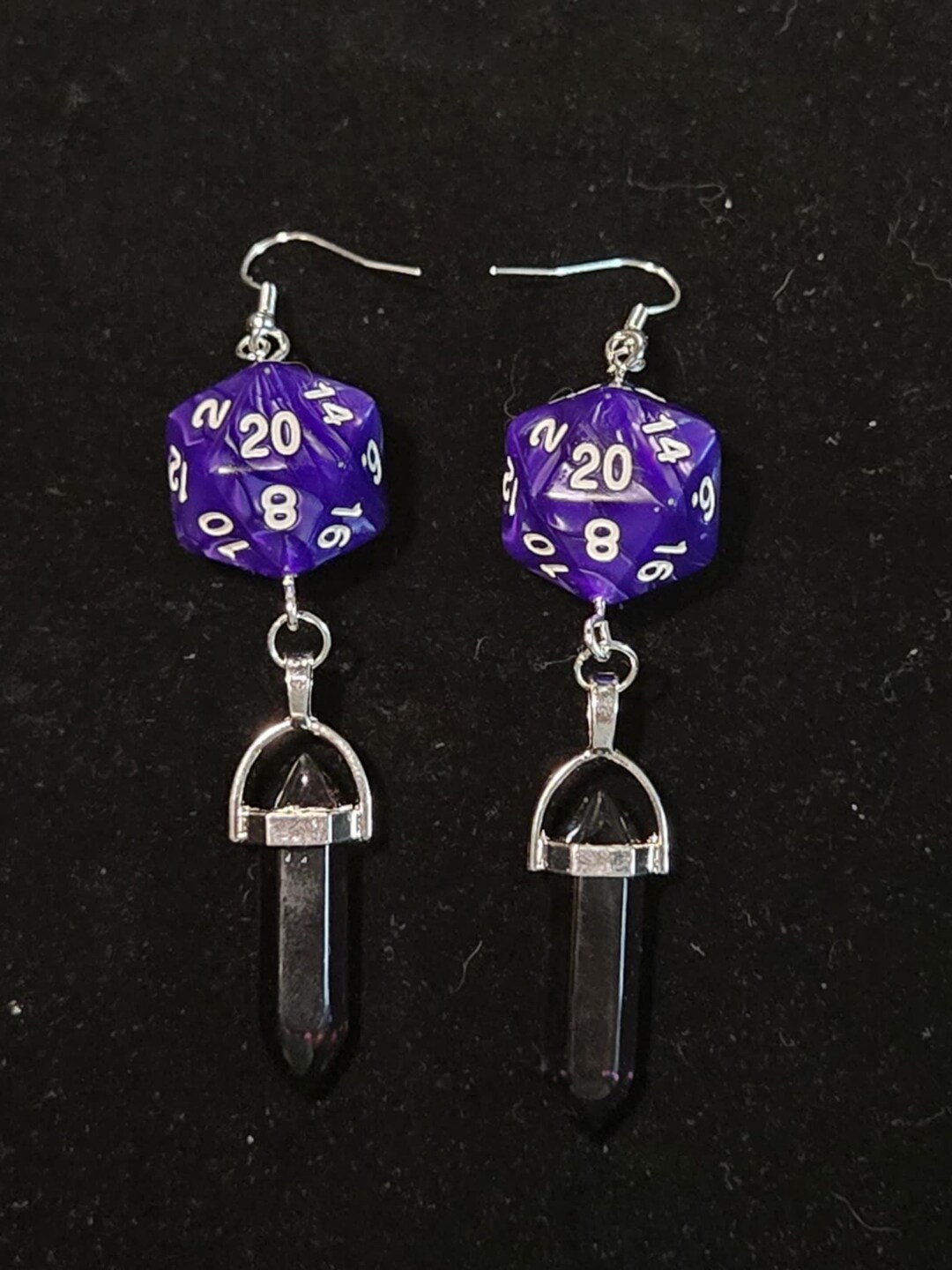 DND D20 Dice Earrings With Charm/crystal - Etsy