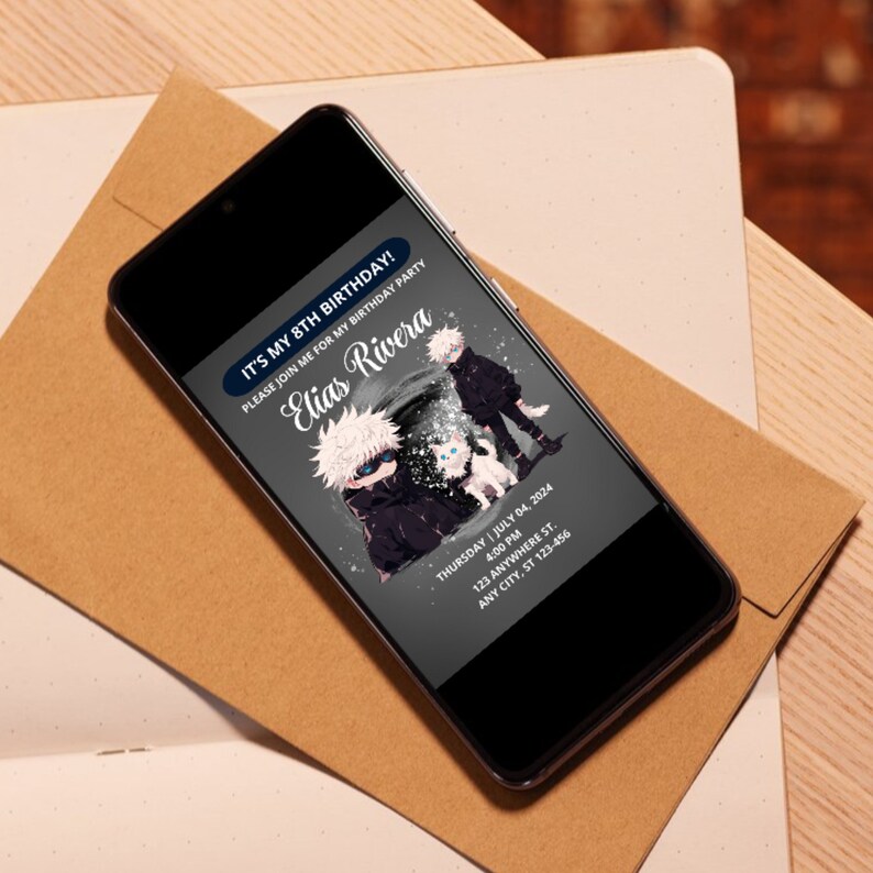 Anime Birthday Invitation, Instant Download, Invitation for Boy, JJK ...