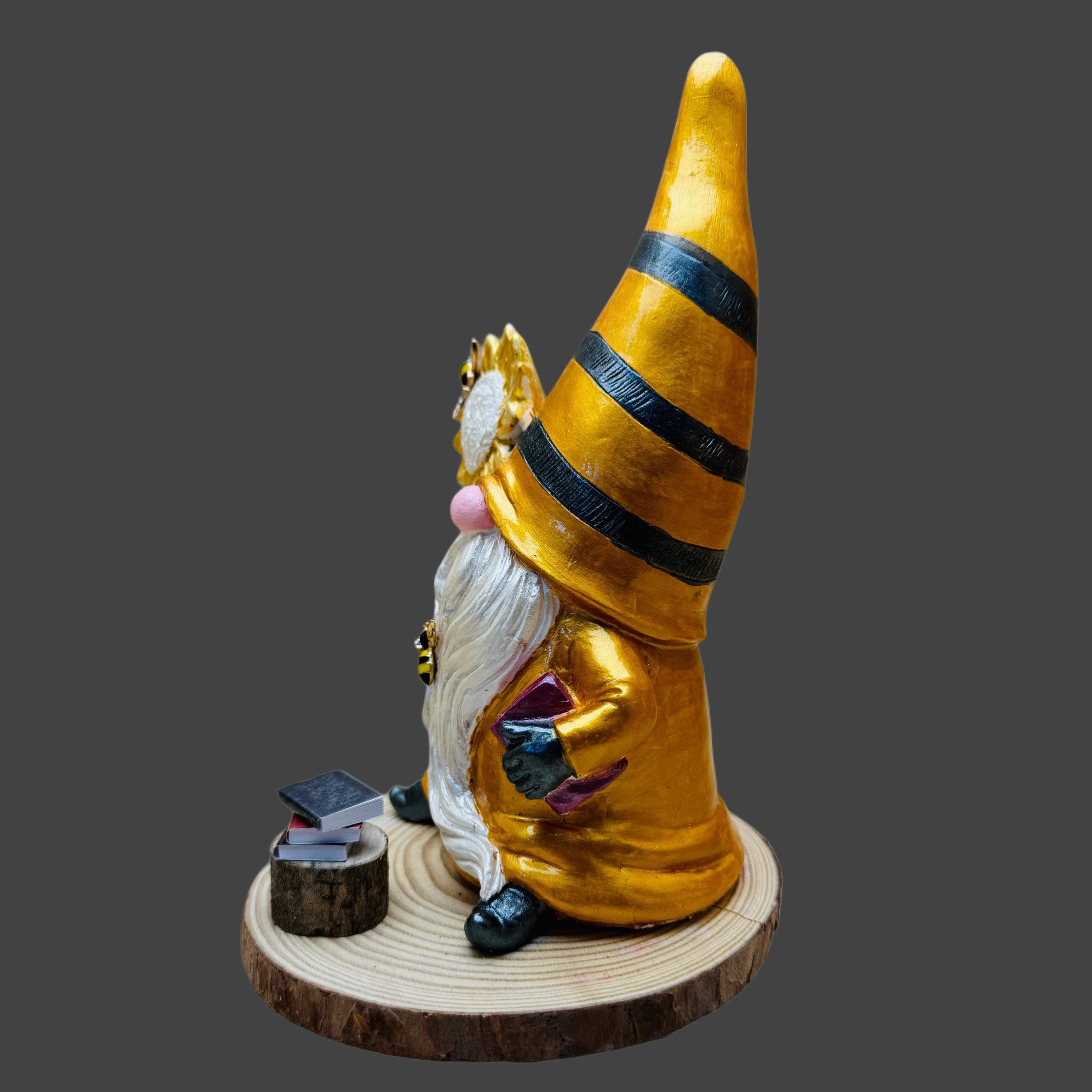 Handmade Bee Gnome Gonk With Sunflower and Books / Whimsical Decor ...