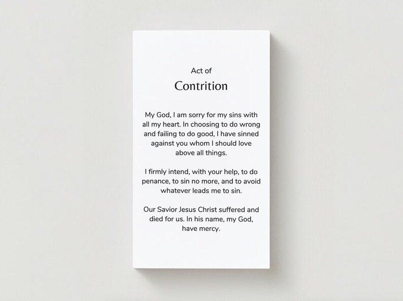 Prayer Card - Jesus Crucified - Act of Contrition - Confession ...