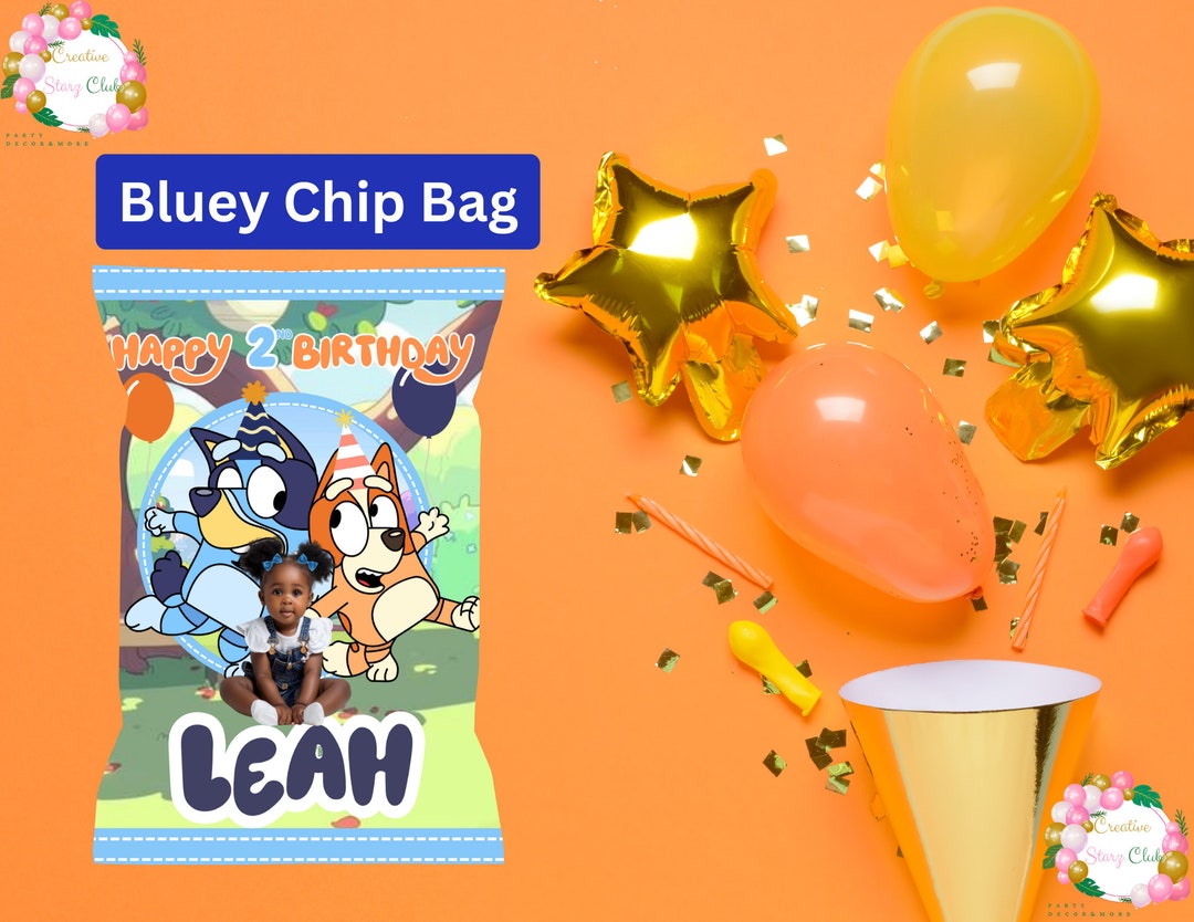 Editable Digital Download Bluey Chip Bag bonus Water Bottle and Capri ...