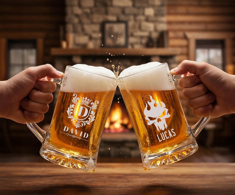 Personalized Beer Mug With Handle, Custom Engraved 14 & 25 Oz Beer ...