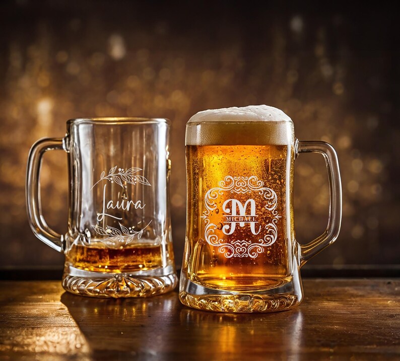 Personalized Beer Mug With Handle, Custom Engraved 14 & 25 Oz Beer ...