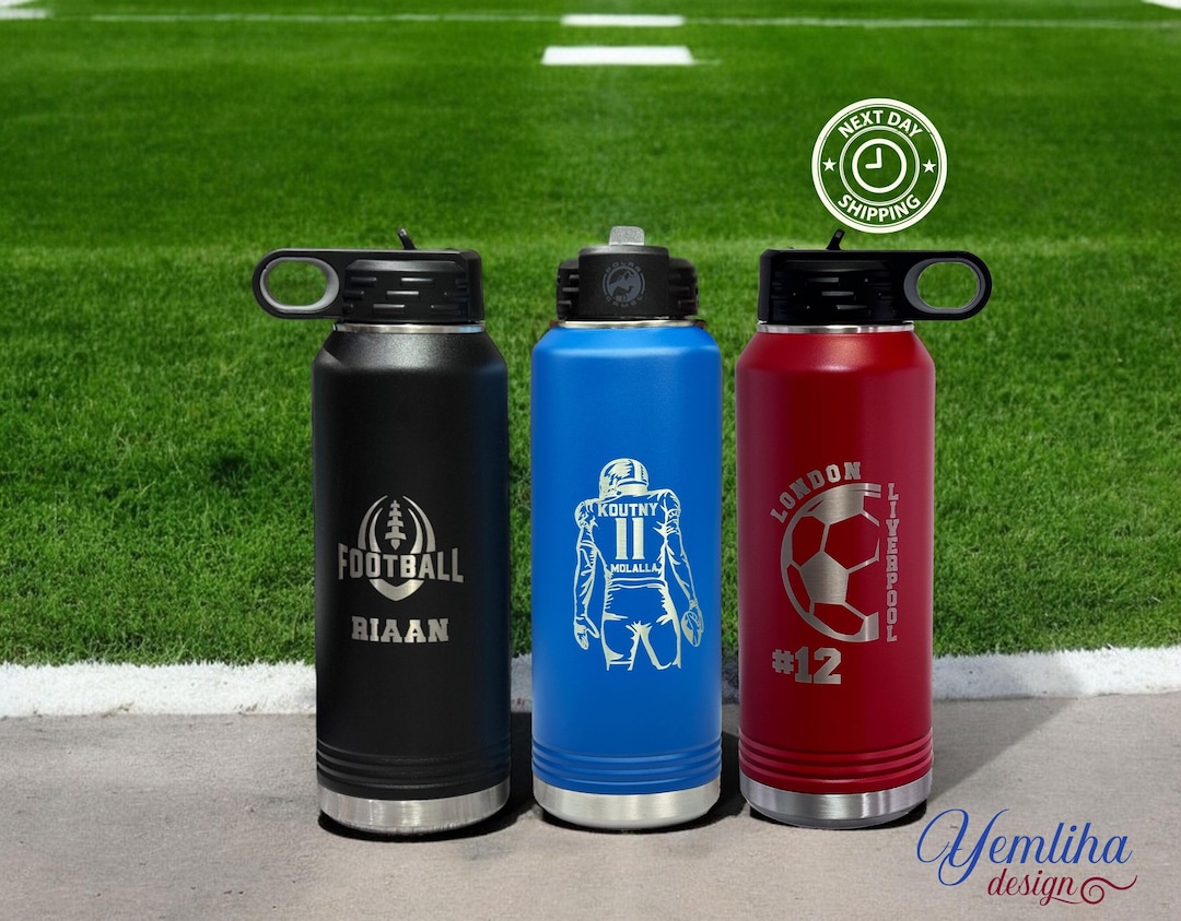 Personalized Football Custom Team Player Water Bottle, Football Water ...