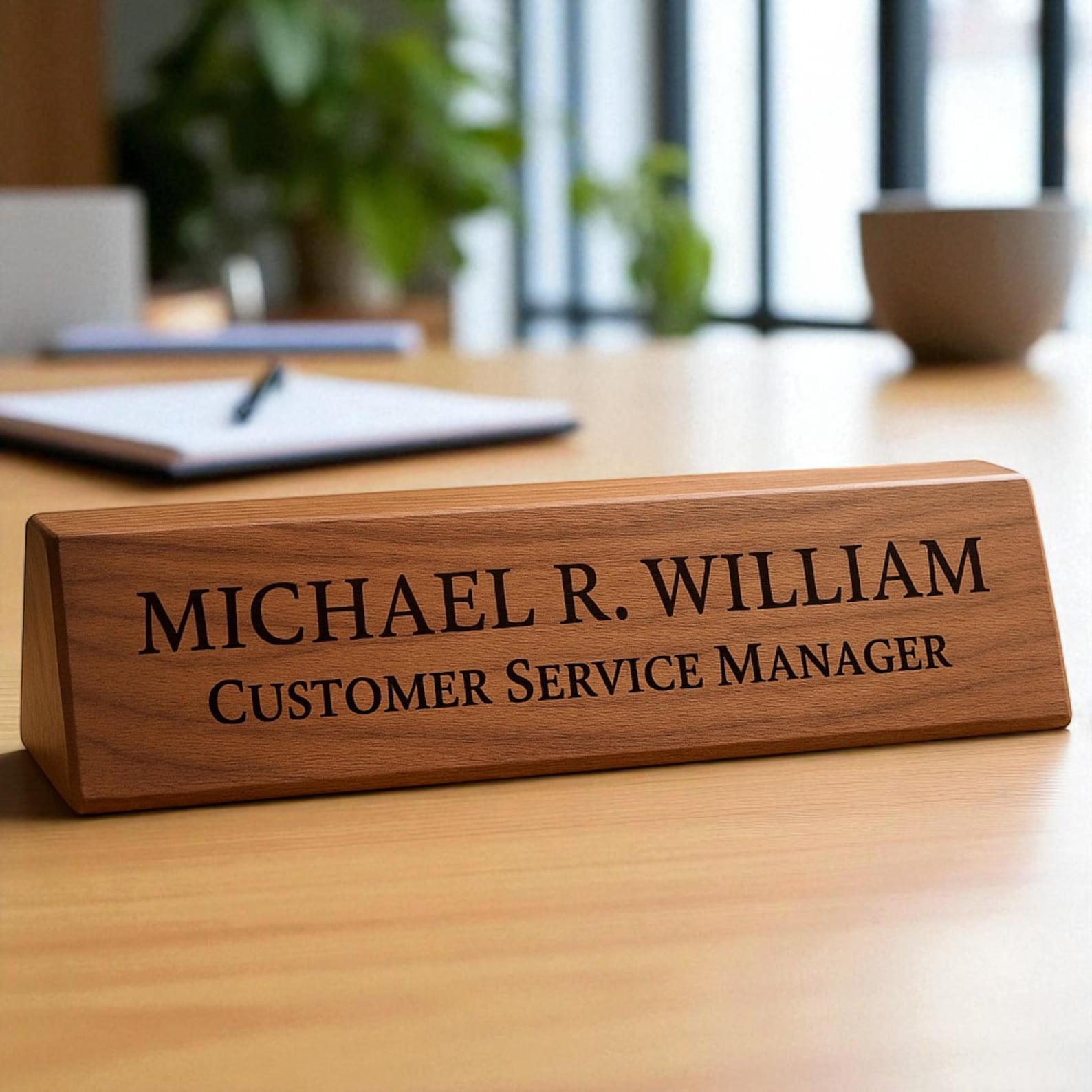 Personalized Wooden Desk Name Plate, Custom Engraved Office Name Sign ...