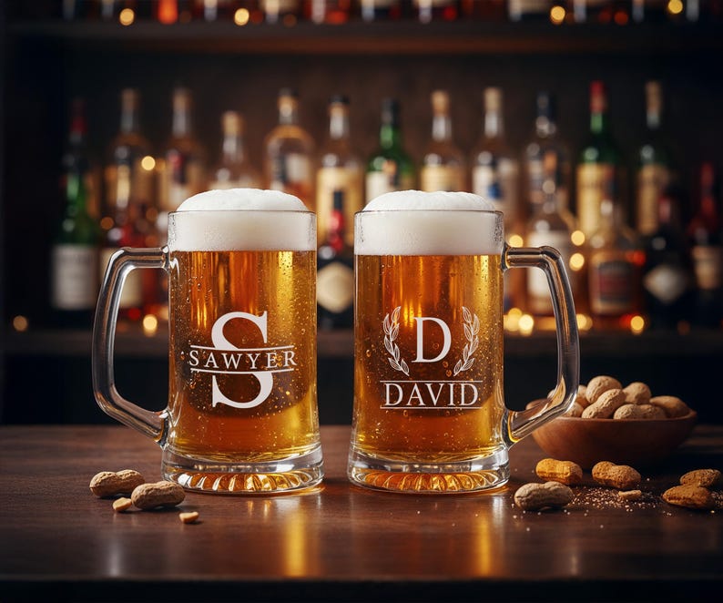 Personalized Beer Mug With Handle, Custom Engraved 14 & 25 Oz Beer ...