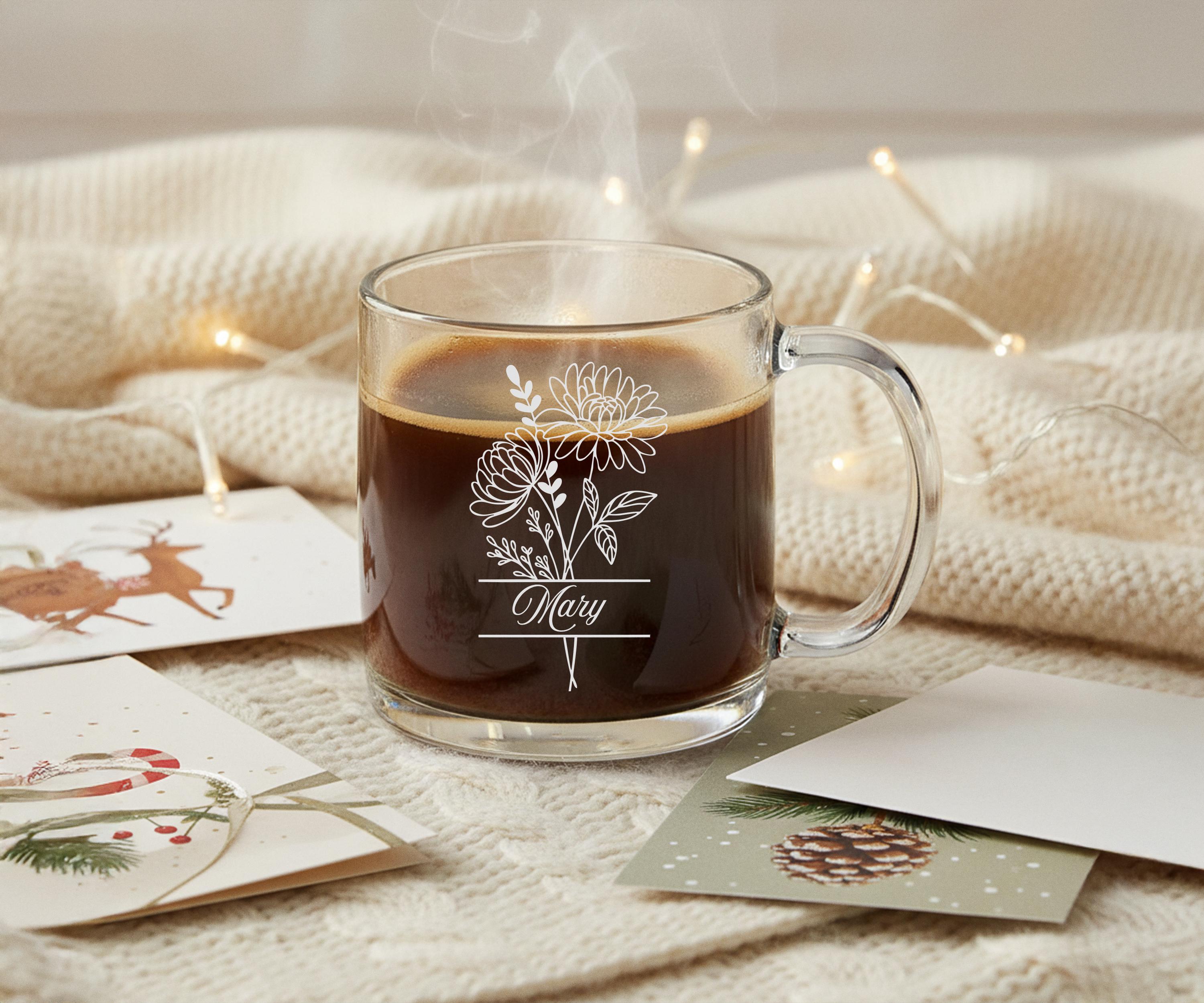 Personalized Glass Coffee Mug, Laser Engraved Mug, Personalized Name ...