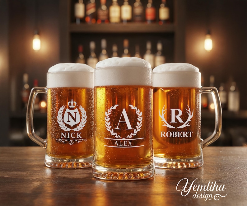Personalized Beer Mug With Handle, Custom Engraved 14 & 25 Oz Beer ...