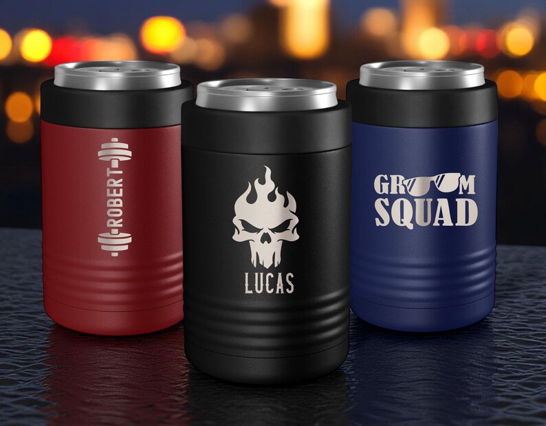 Personalized Laser Engraved Can Cooler: Stainless Steel, Groomsmen Gift ...