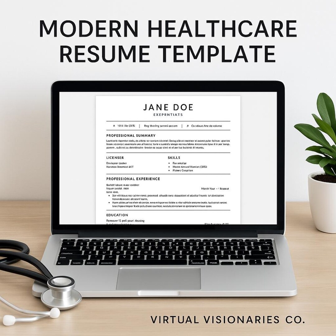 Modern Healthcare Resume Template | Editable Digital Download | Medical ...