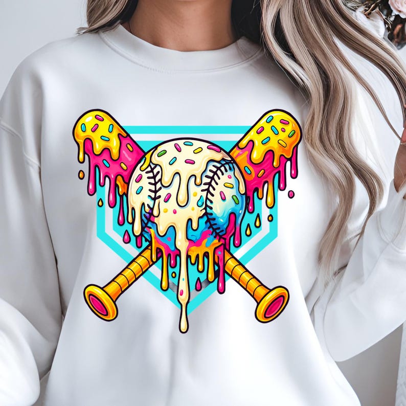 Baseball Ice Cream Drip PNG Bundle | Baseball Sublimation Design ...