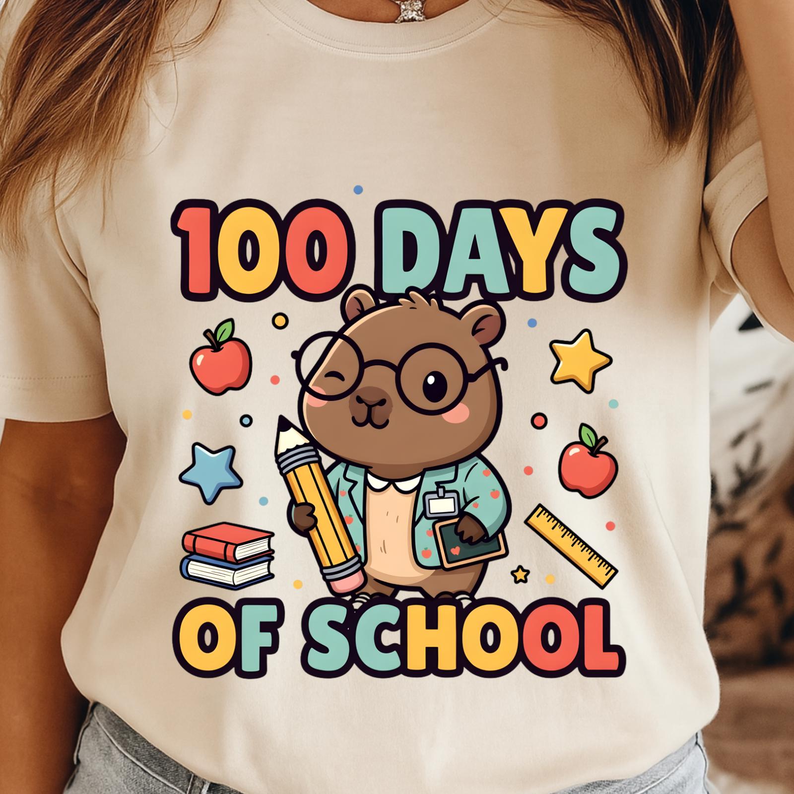 100 Days of School Capybara PNG, Cute Capybara Teacher Png, Classroom ...