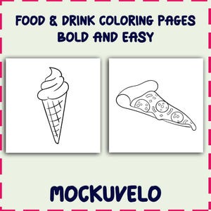 Food & Drink Coloring Pages | 28 Bold and Easy Coloring Book - Etsy