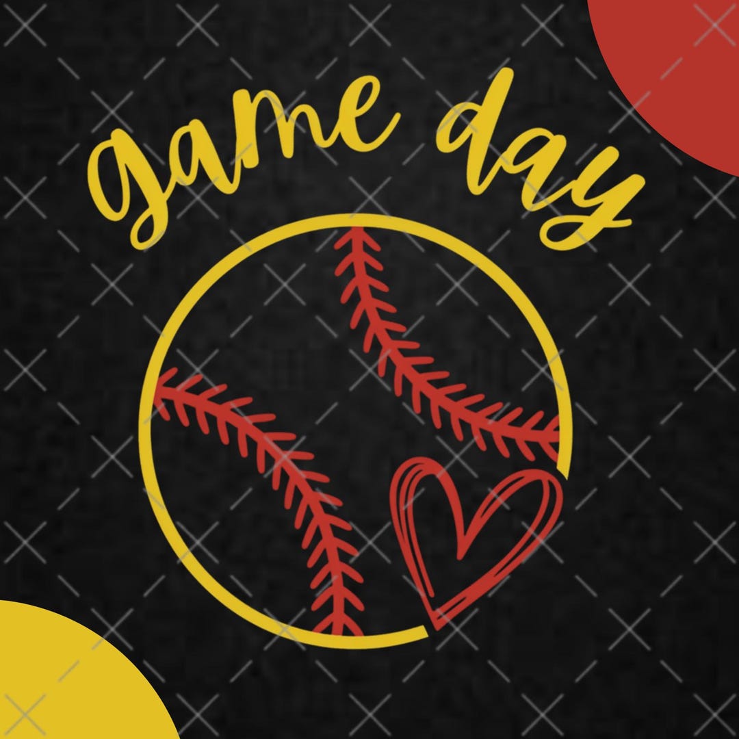 Game Day Softball PNG With Heart | Cute Script Font Design for Softball ...