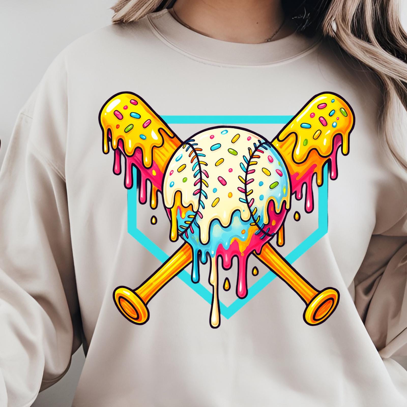 Baseball Ice Cream Drip PNG Bundle | Baseball Sublimation Design ...