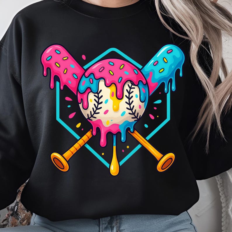 Baseball Ice Cream Drip PNG Bundle | Baseball Sublimation Design ...