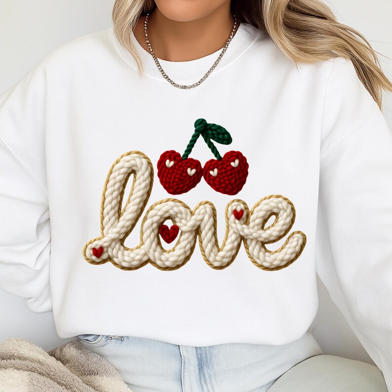 LOVE PNG • Faux Knitted Yarn, Texture Valentine Png • Crochet Love Png ...