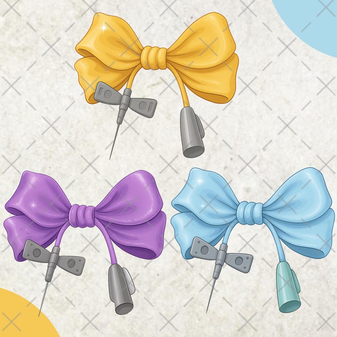 Phlebotomy Bow PNG Bundle, Butterfly Needle Clipart Set, Cute Nurse ...