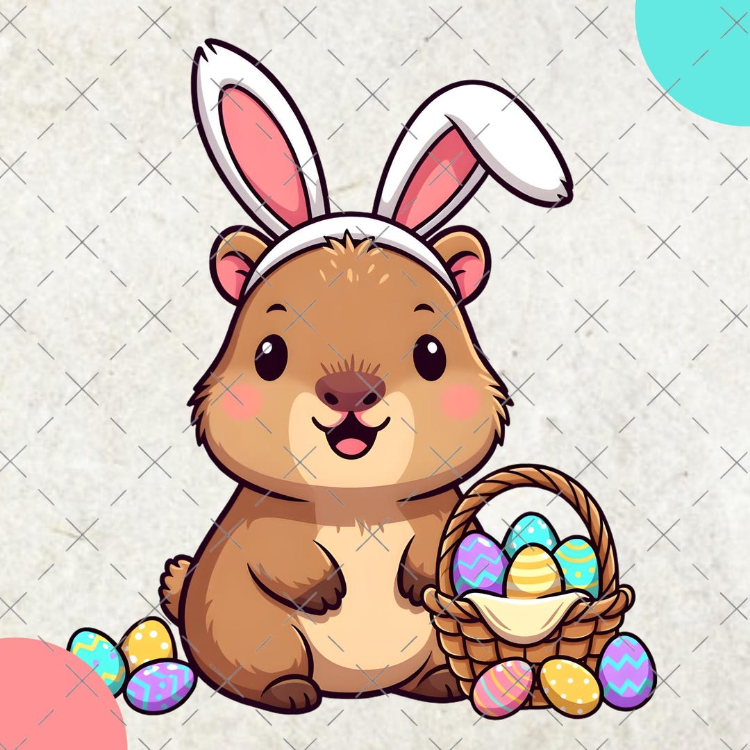 Easter Capybara PNG, Bunny Ears Capybara Clipart, Cute Capybara Easter ...