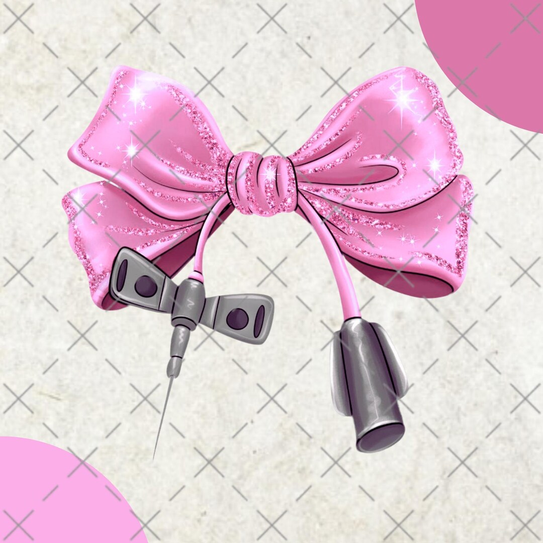 Pink Glitter Coquette Bow Phlebotomy Butterfly Needle, Nurse Bow Ribbon ...