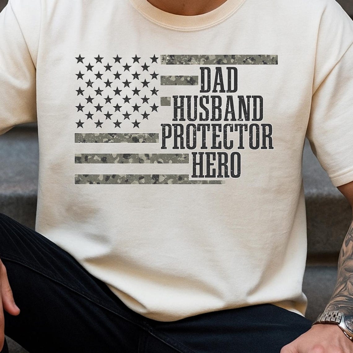 Husband Dad Protector Hero PNG | Camo American Flag Sublimation Design ...
