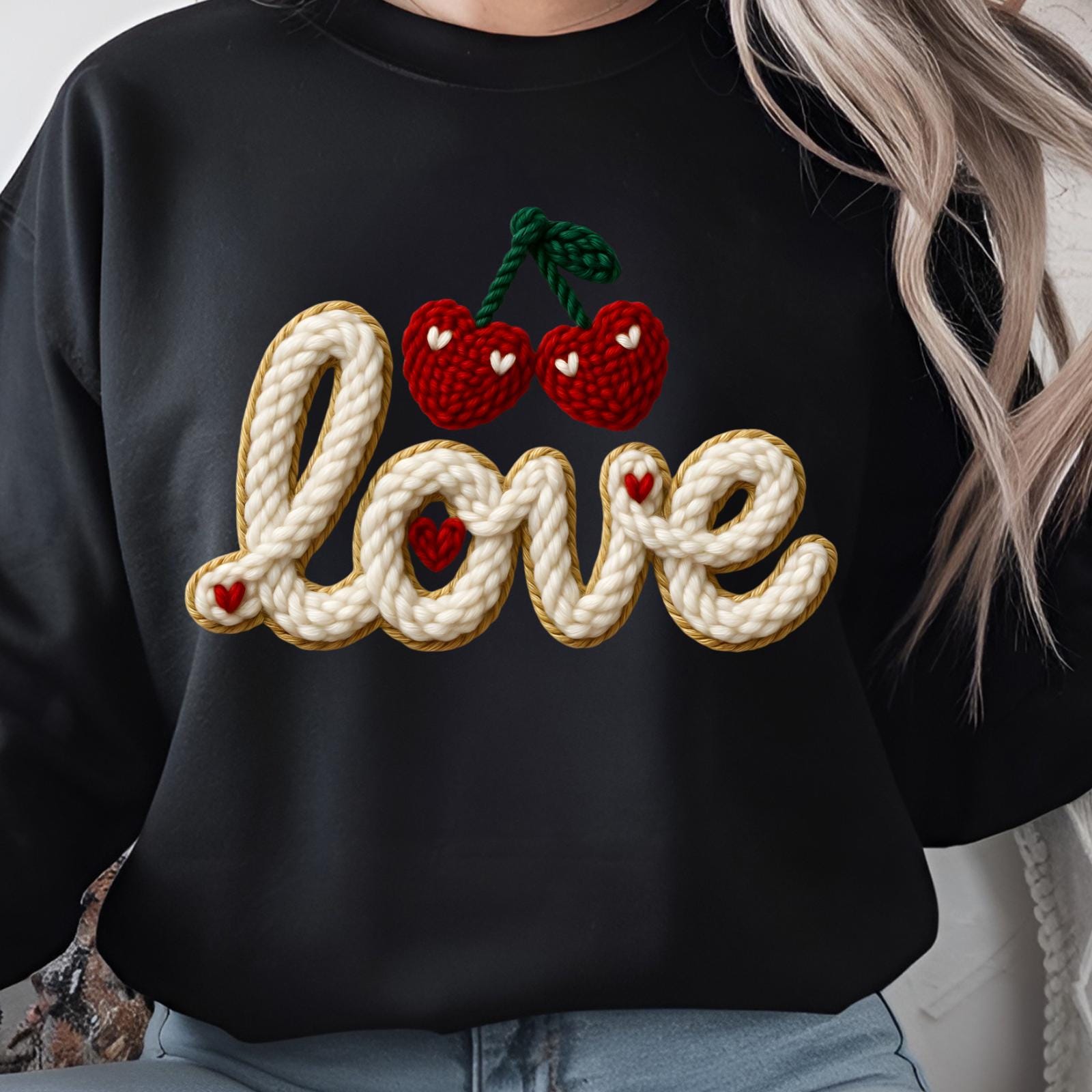 LOVE PNG • Faux Knitted Yarn, Texture Valentine Png • Crochet Love Png ...
