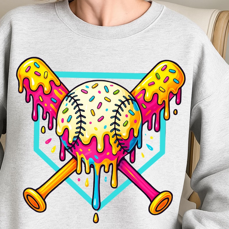 Baseball Ice Cream Drip PNG Bundle | Baseball Sublimation Design ...