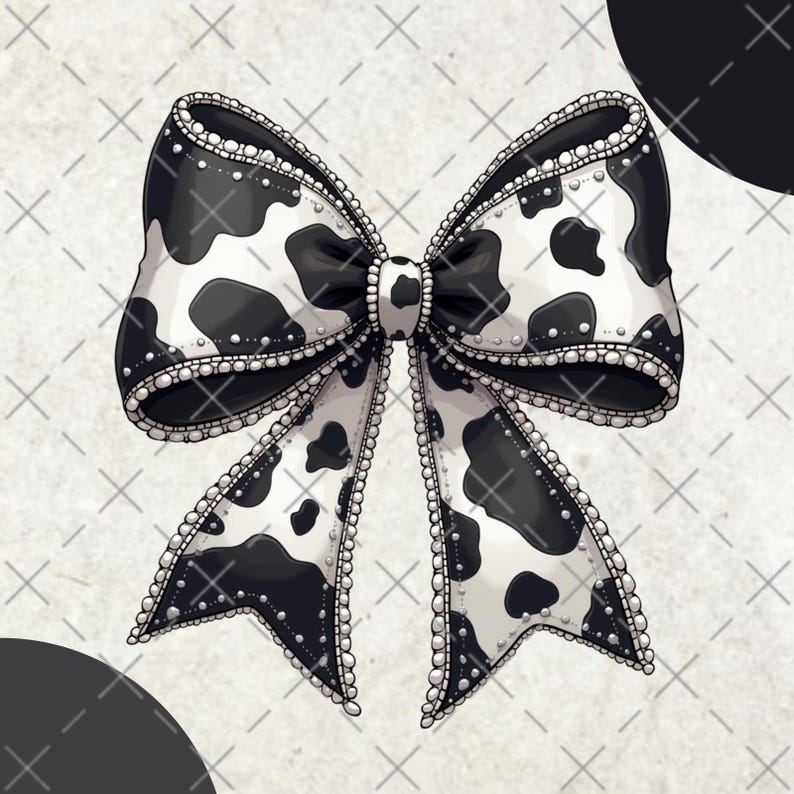 Girly Western Brown Cow Bow PNG - Instant Download for Cottagecore ...