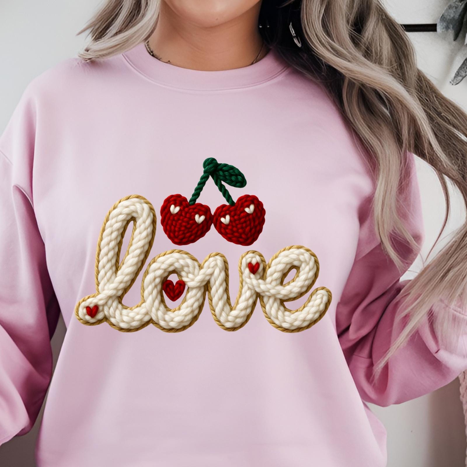 LOVE PNG • Faux Knitted Yarn, Texture Valentine Png • Crochet Love Png ...