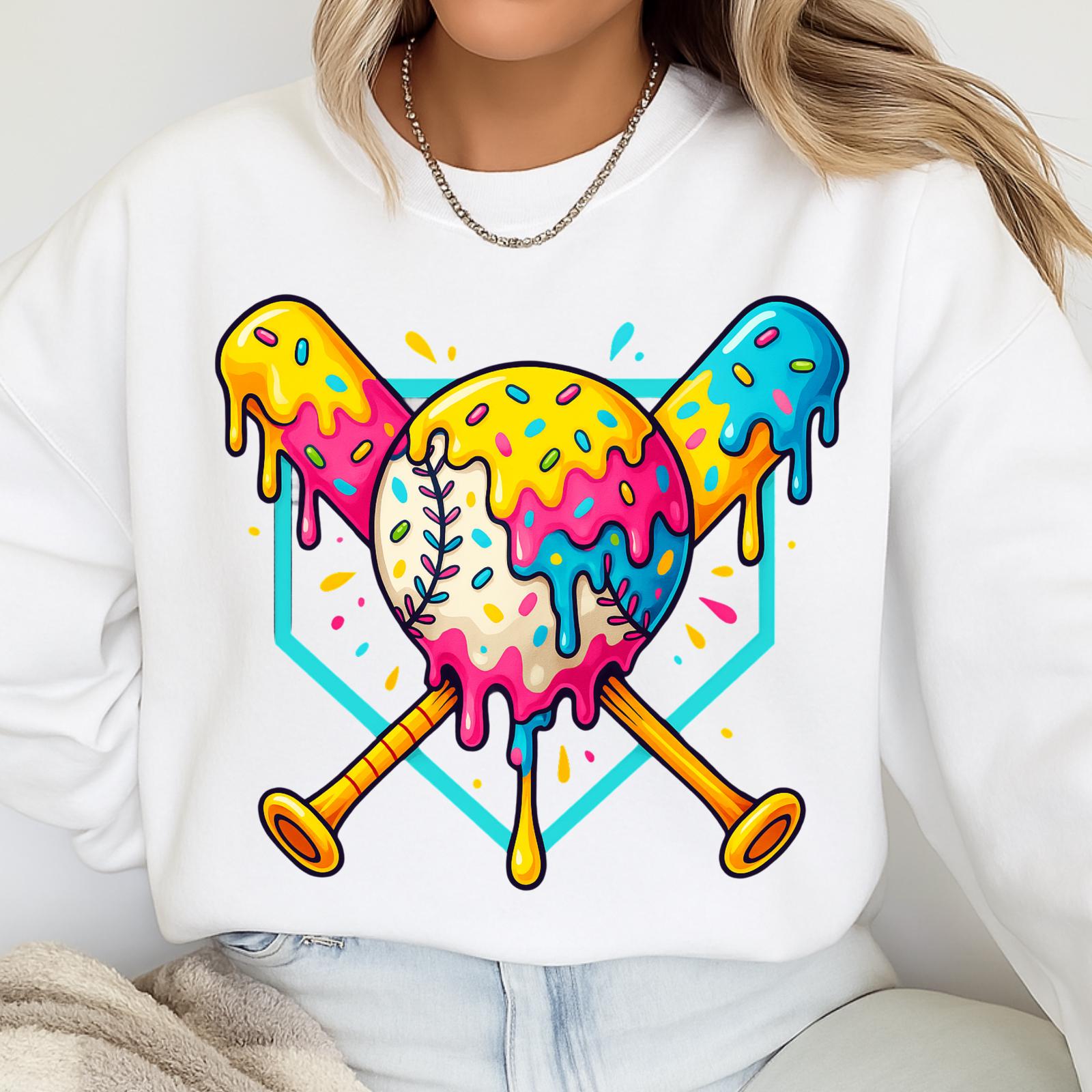 Baseball Ice Cream Drip PNG Bundle | Baseball Sublimation Design ...