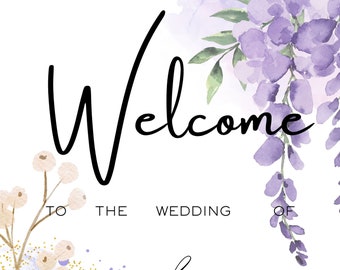 Wedding Welcome Sign Printable Flower Watercolor Welcome Poster ...