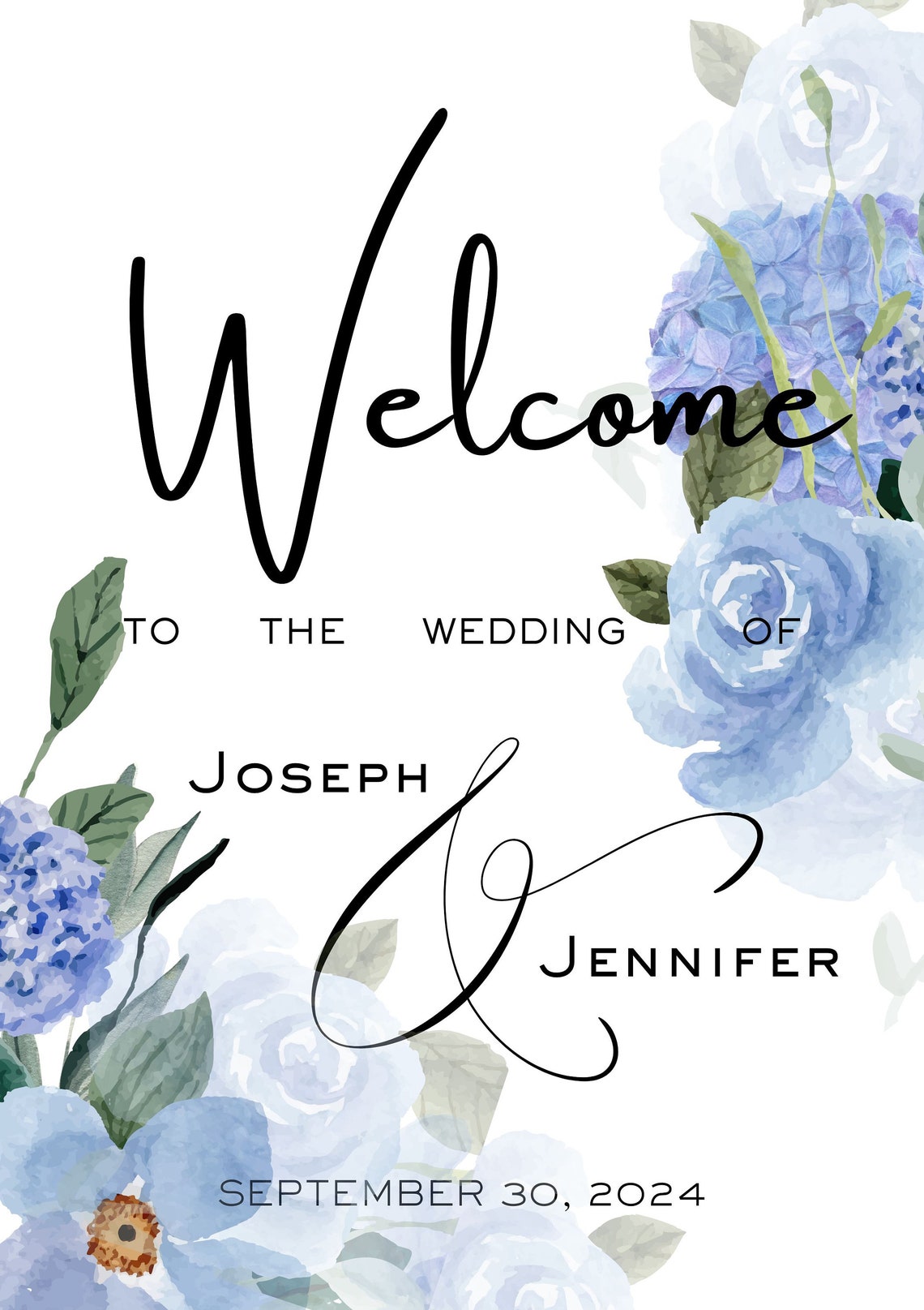 Wedding Welcome Sign Printable Flower Watercolor Welcome Poster ...