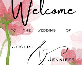 Wedding Welcome Sign Printable Flower Watercolor Welcome Poster ...