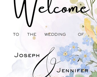 Wedding Welcome Sign Printable Flower Watercolor Welcome Poster ...