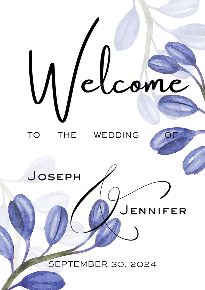 Wedding Welcome Sign Printable Flower Watercolor Welcome Poster ...