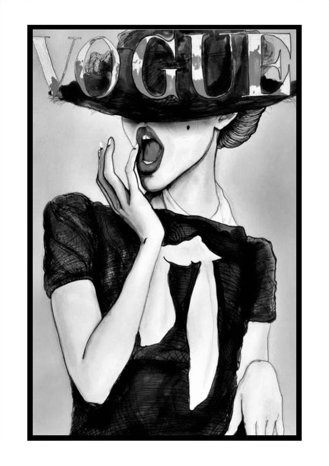 Three Vintage Monotone Vogue Magazine Cover Art Deco Unframed Prints - Etsy