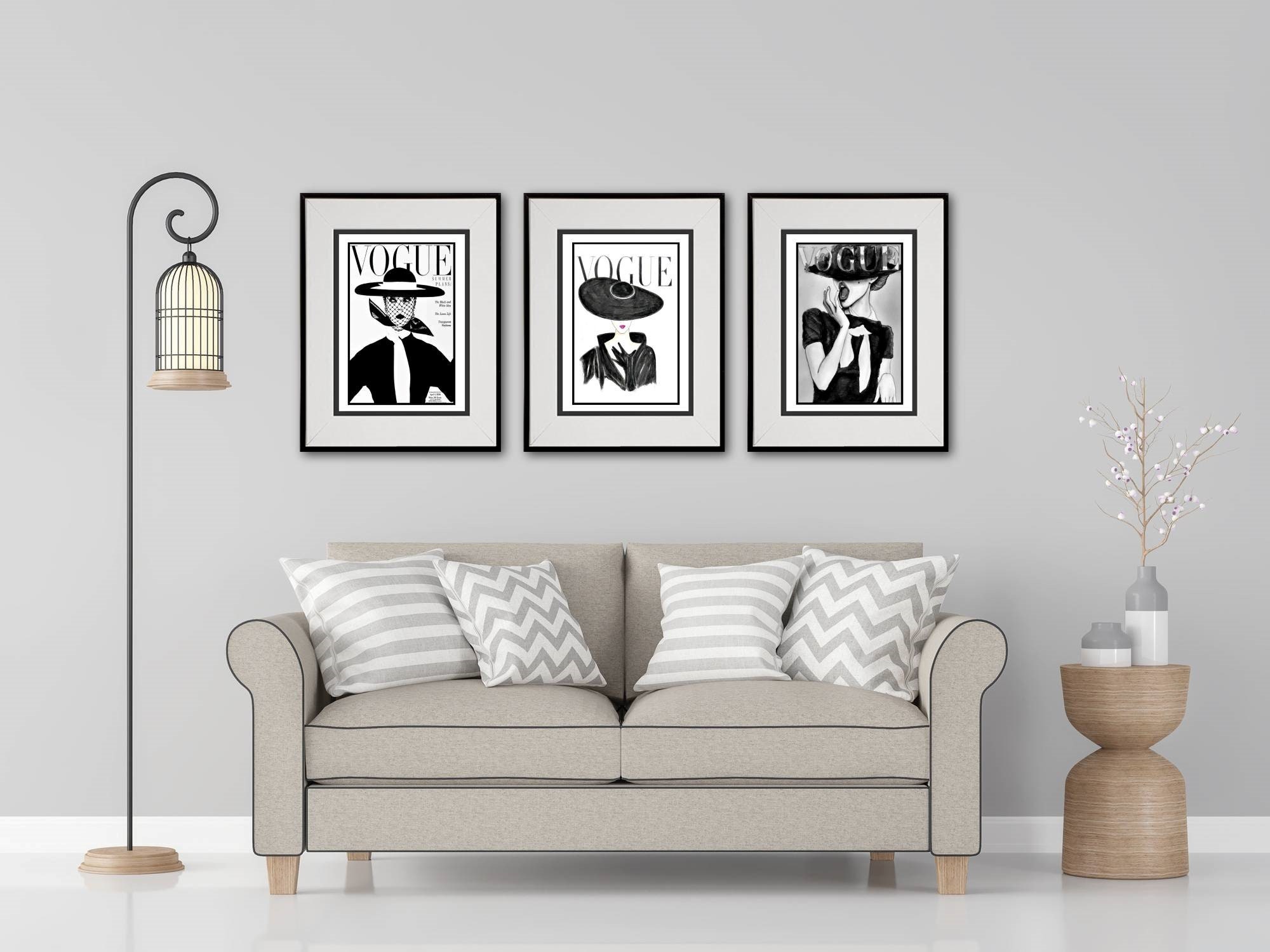 Three Vintage Monotone Vogue Magazine Cover Art Deco Unframed Prints - Etsy
