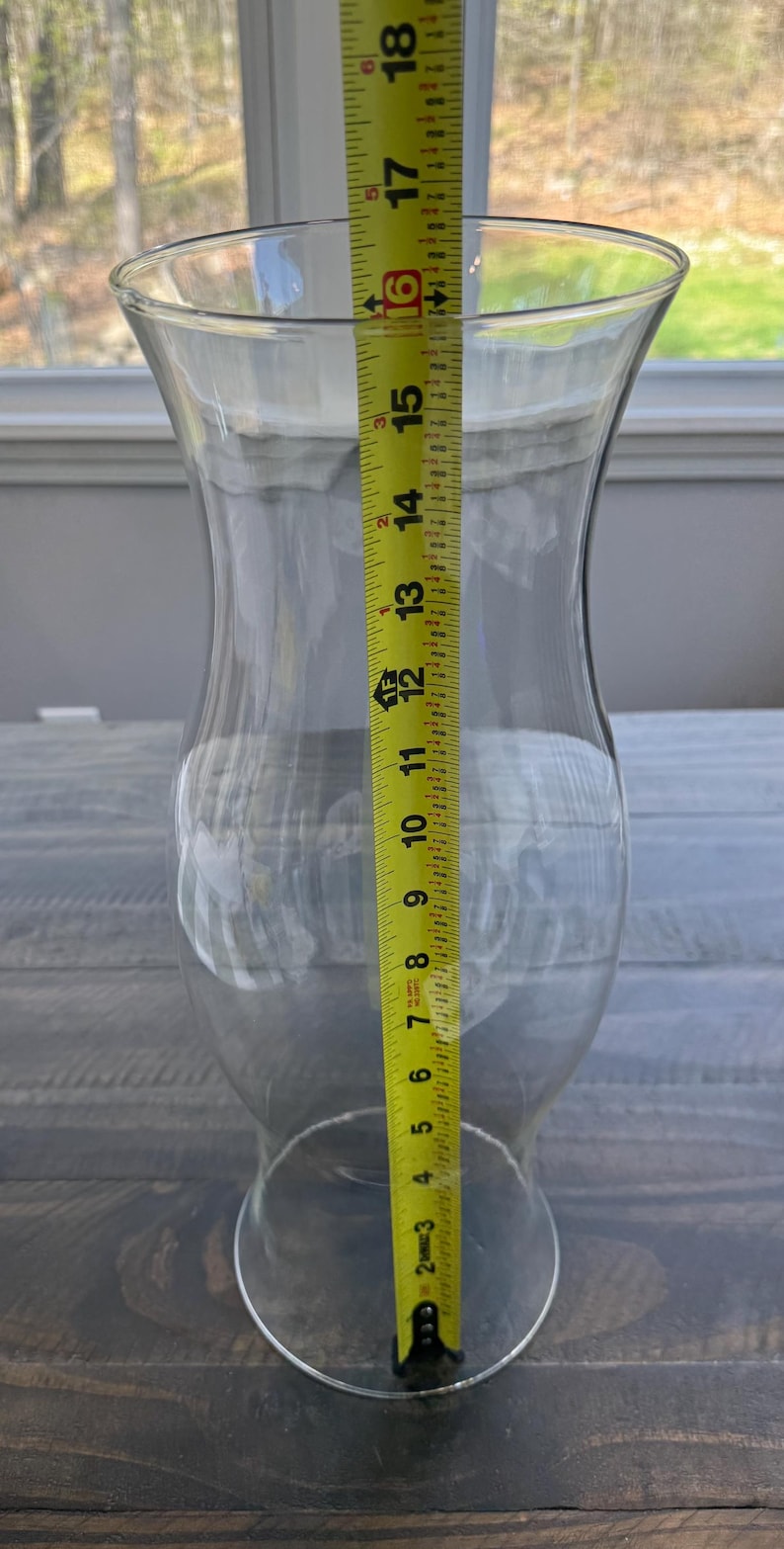 Vintage Large Clear Glass Hurricane Vase – 16" Tall Curved Glass Candle ...