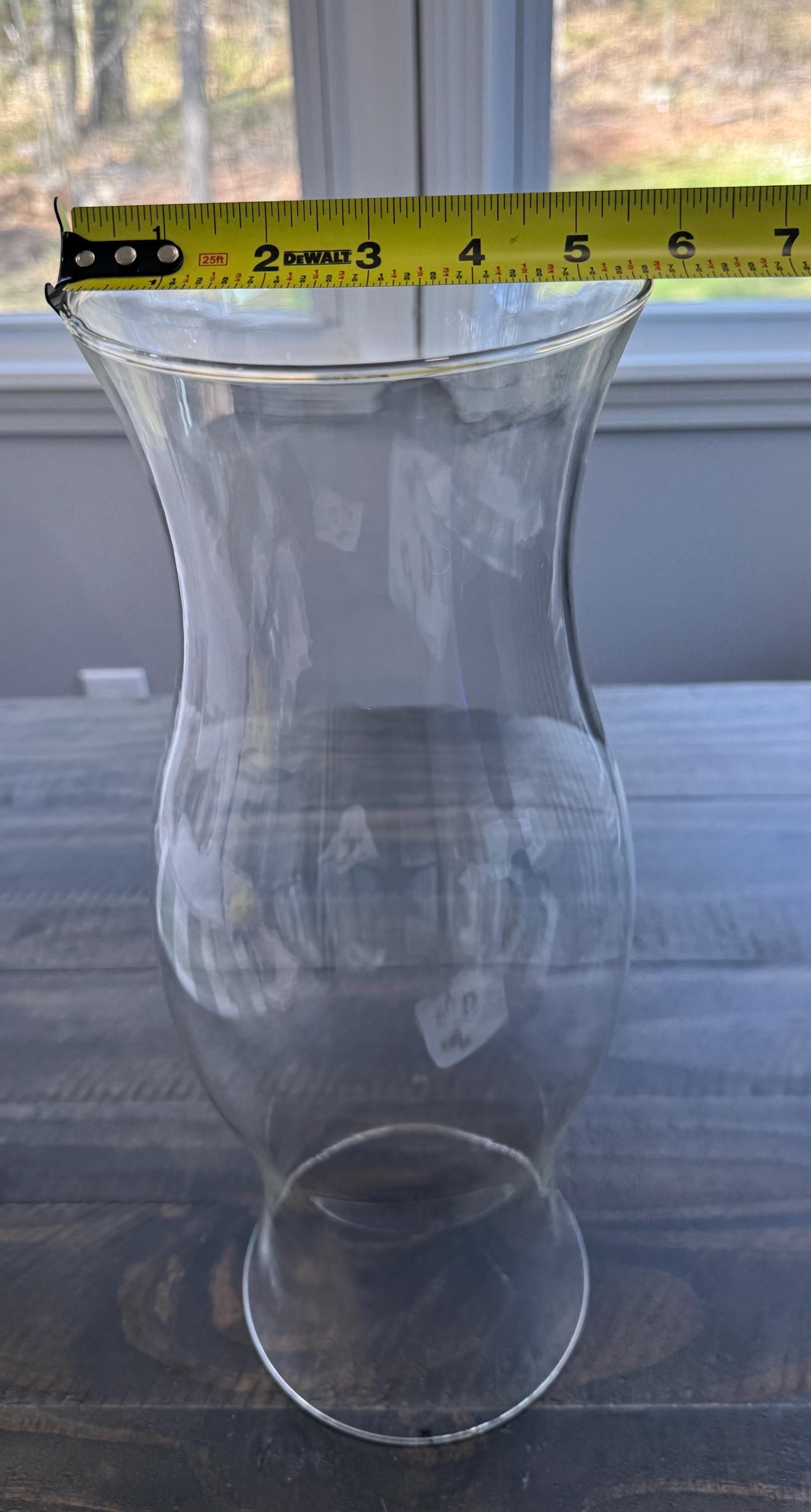 Vintage Large Clear Glass Hurricane Vase – 16" Tall Curved Glass Candle ...