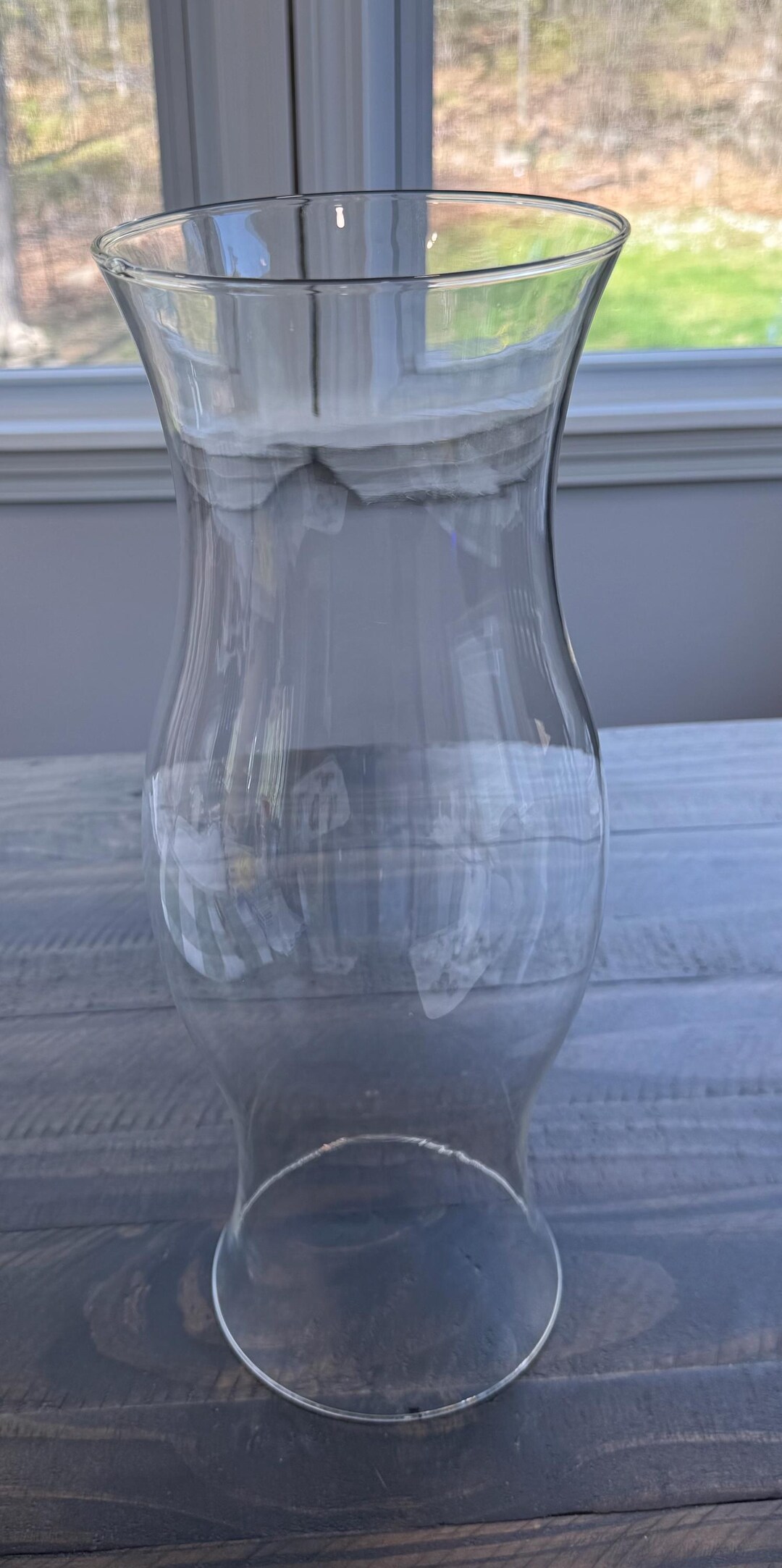 Vintage Large Clear Glass Hurricane Vase – 16" Tall Curved Glass Candle ...