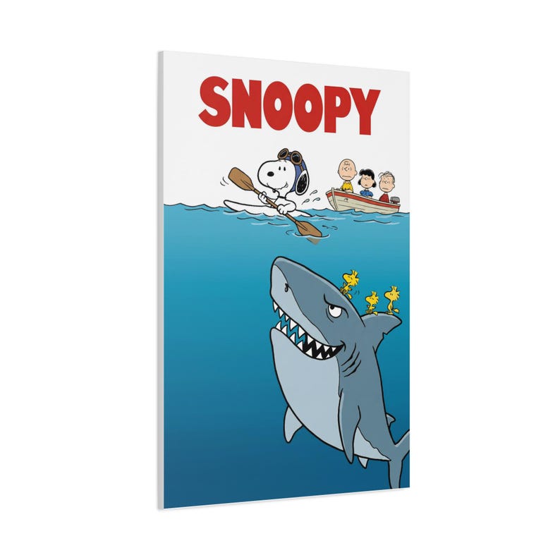 Snoopy Jaws Poster Remake Snoopy Shark Scene Canvas - Etsy Australia