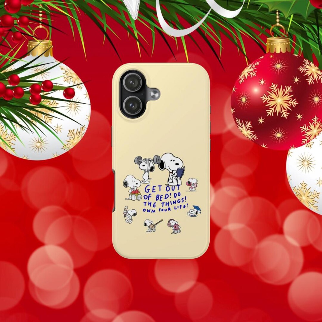 Snoopy Cartoon Quote Tough Phone Case | Get Out of Bed Do the Things - Etsy