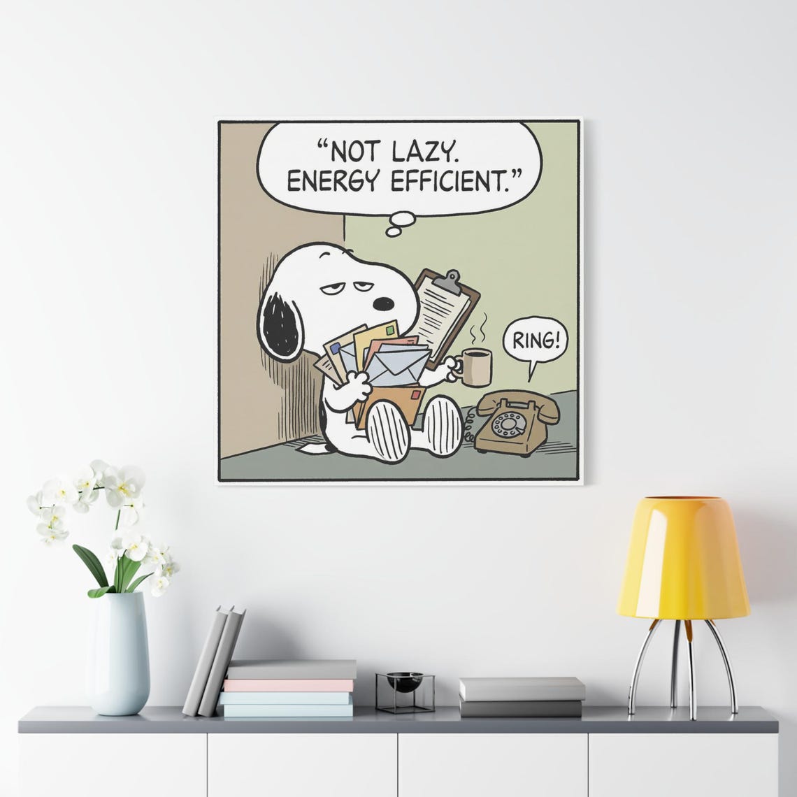 Funny Snoopy Poster "not Lazy. Energy Efficient." Snoopy Comic Canvas ...